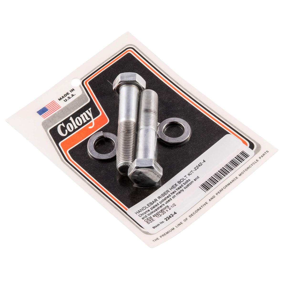 Colony Machine #2242-4 Handlebar Riser Hex Bolt Kit 1/2-20 x 2-1/2 - Chrome Plated – Lowbrow Customs