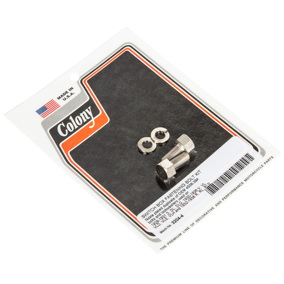 Colony Machine #3204-4 Switch Box Fastening Bolt Kit 1929-1931 Harley ...