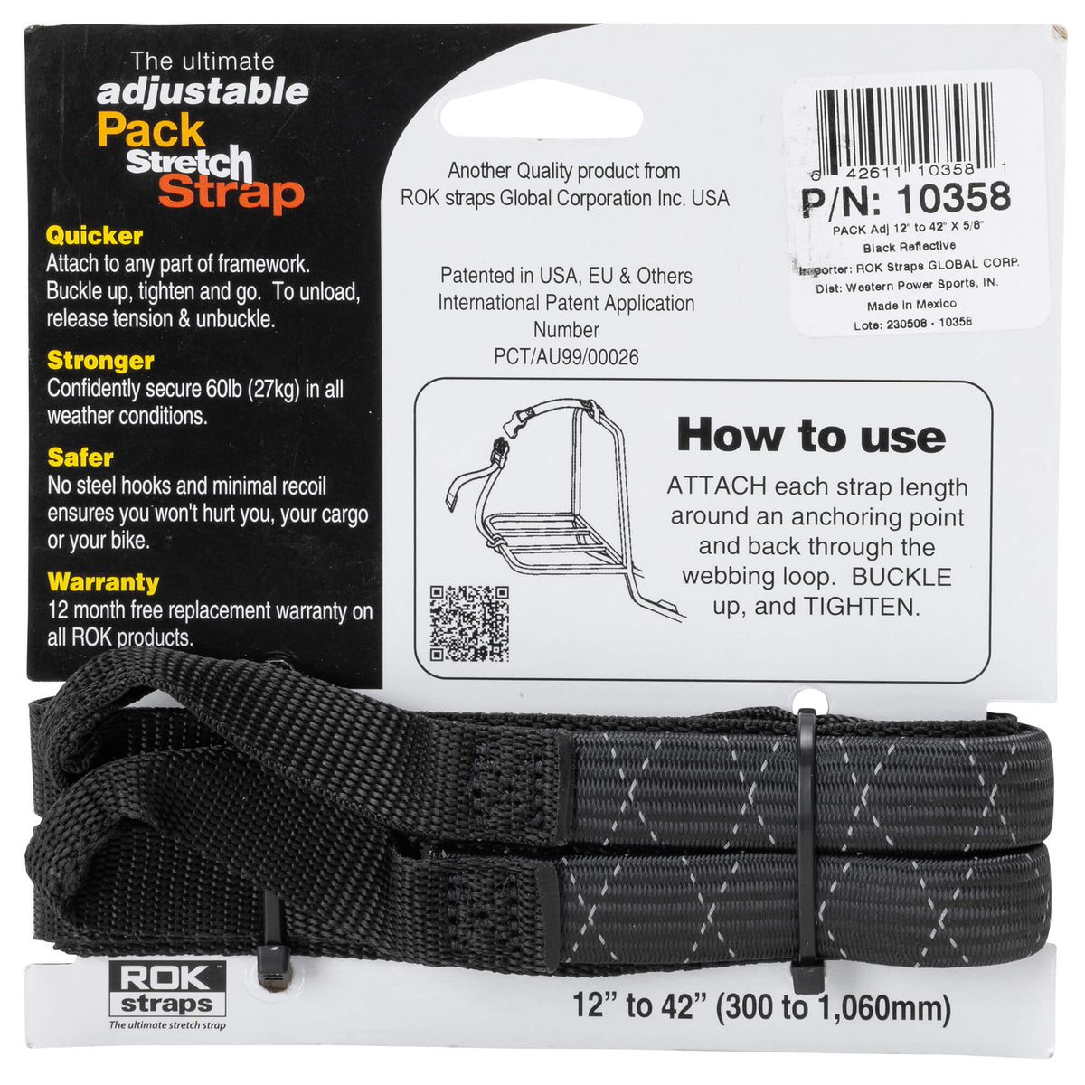 ROK Straps The Ultimate Adjustable Cargo Straps - 12"-42" x 5/8 ...