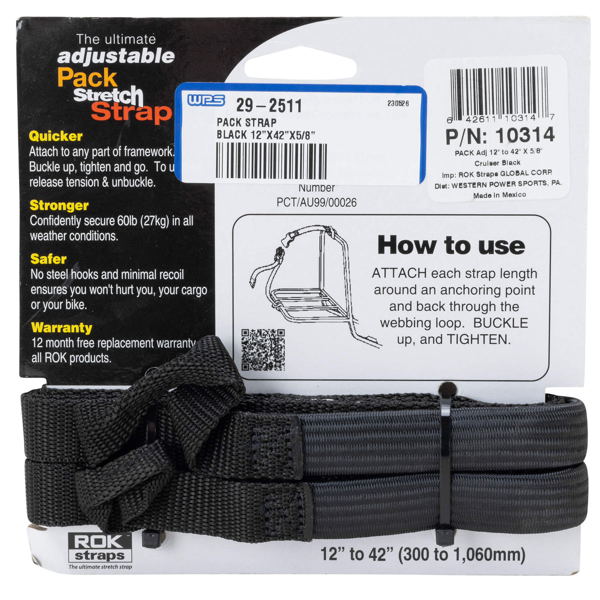 ROK Straps The Ultimate Adjustable Cargo Straps Twin Pack - 12"-42" x 5 ...