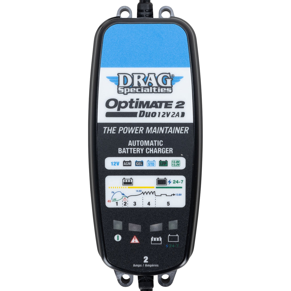 Drag Specialties Optimate 2 Duo Battery Charger 2 Amp/12V for Lead Acid ...