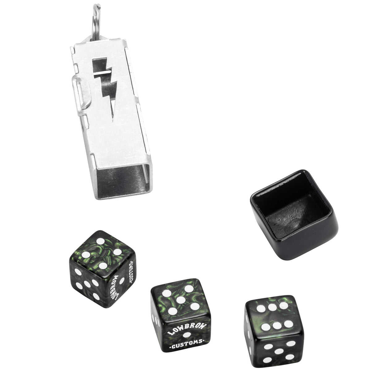 Dice Holder Keychain Kit with Black Lowbrow Dice – Lowbrow Customs