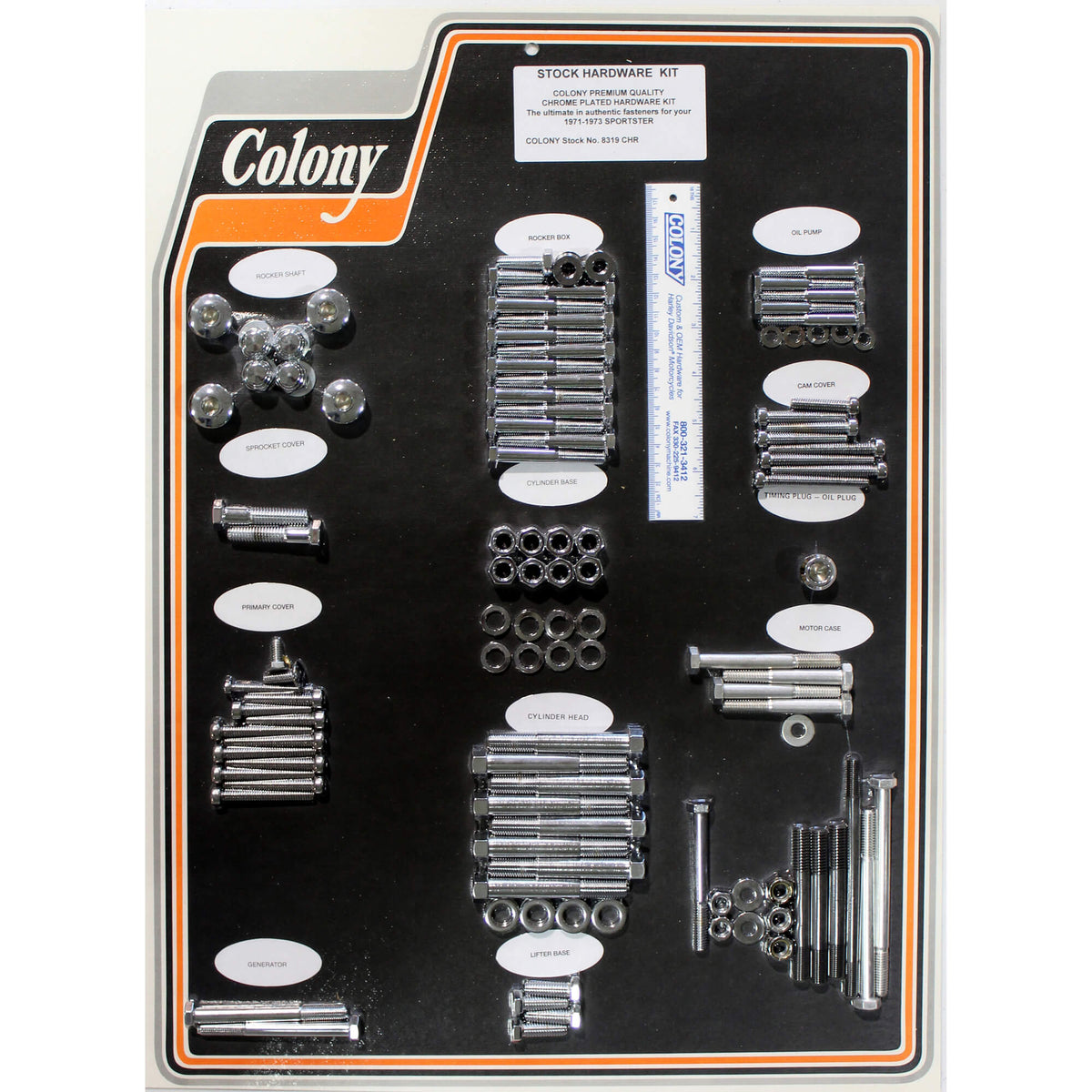Colony Machine #8319 CHR Complete Stock Hardware Kit - 1971-1973 Harley ...