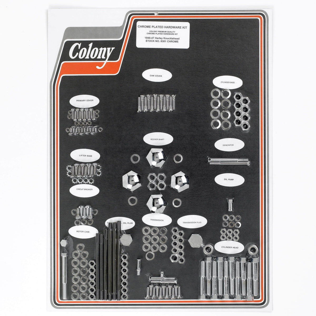 Colony Machine #8301 CHR Complete Stock Hardware Kit - 1940-1947 Harley ...