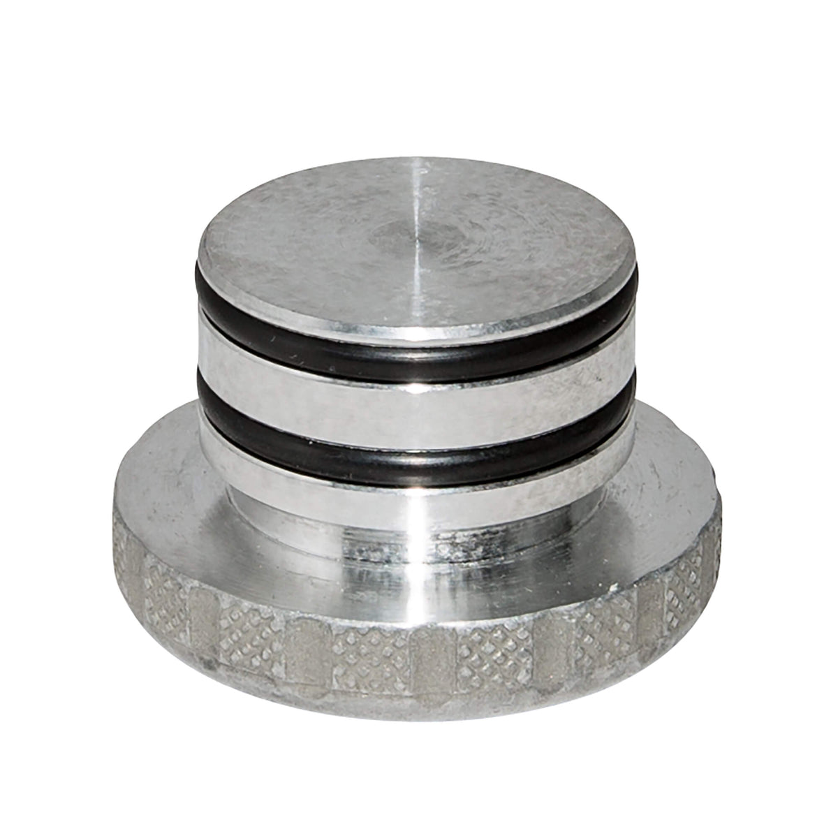 Lowbrow Customs Cast Aluminum Knurled Oil Tank Plug - Semi Polished