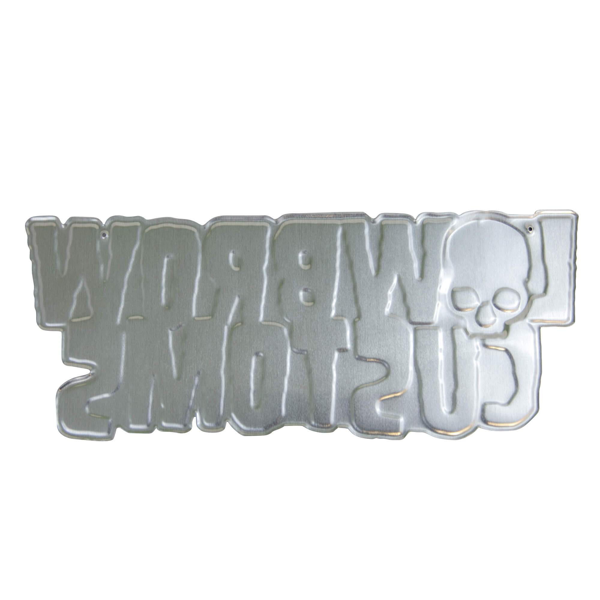 Lowbrow Customs Stamped Metal Shop Signs