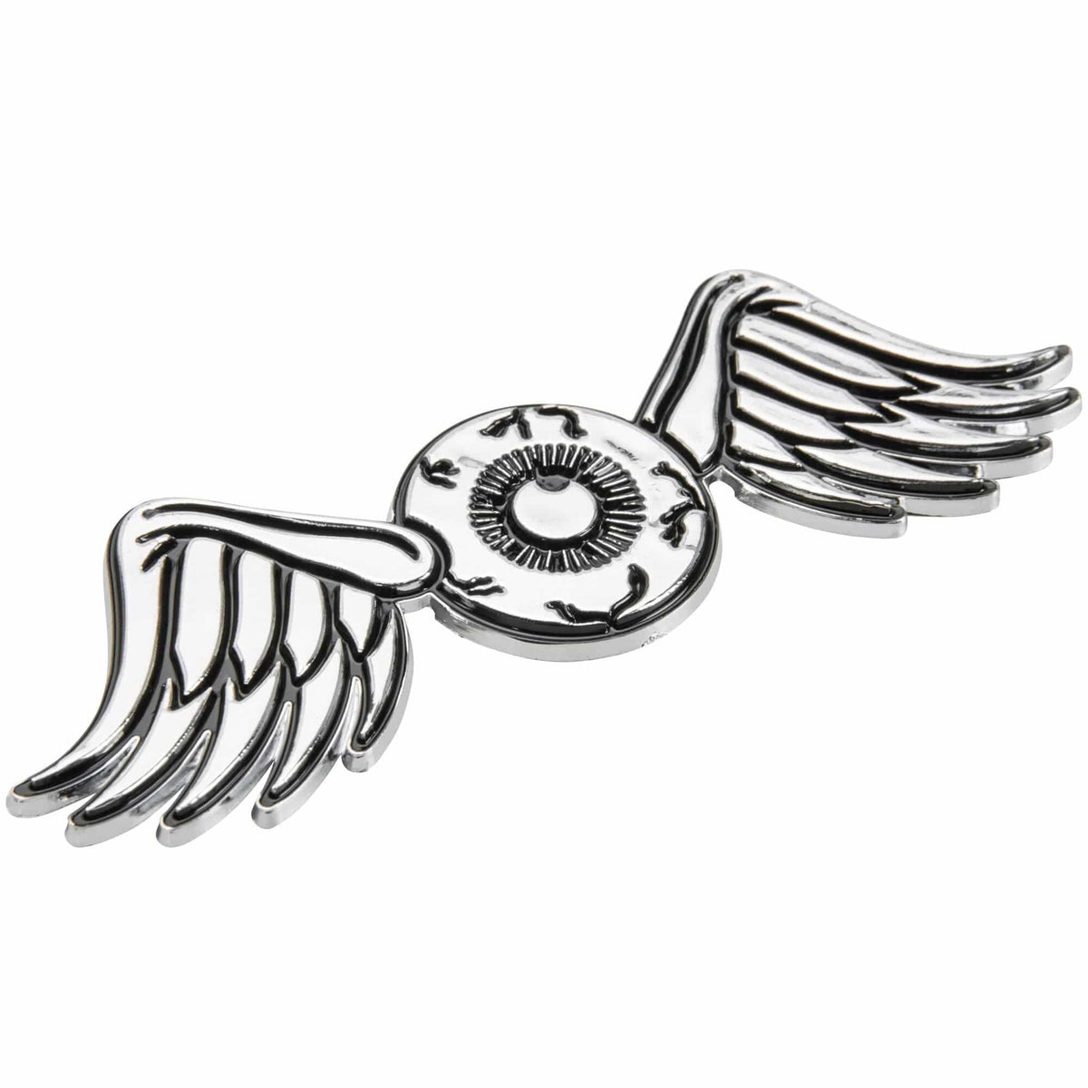 Lowbrow Customs Flying Eyeball Chrome Stick-On 3D Emblem