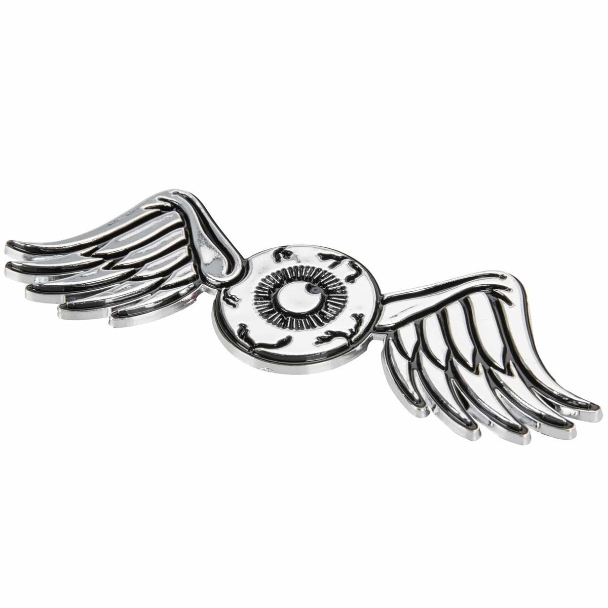 Lowbrow Customs Flying Eyeball Chrome Stick-On 3D Emblem