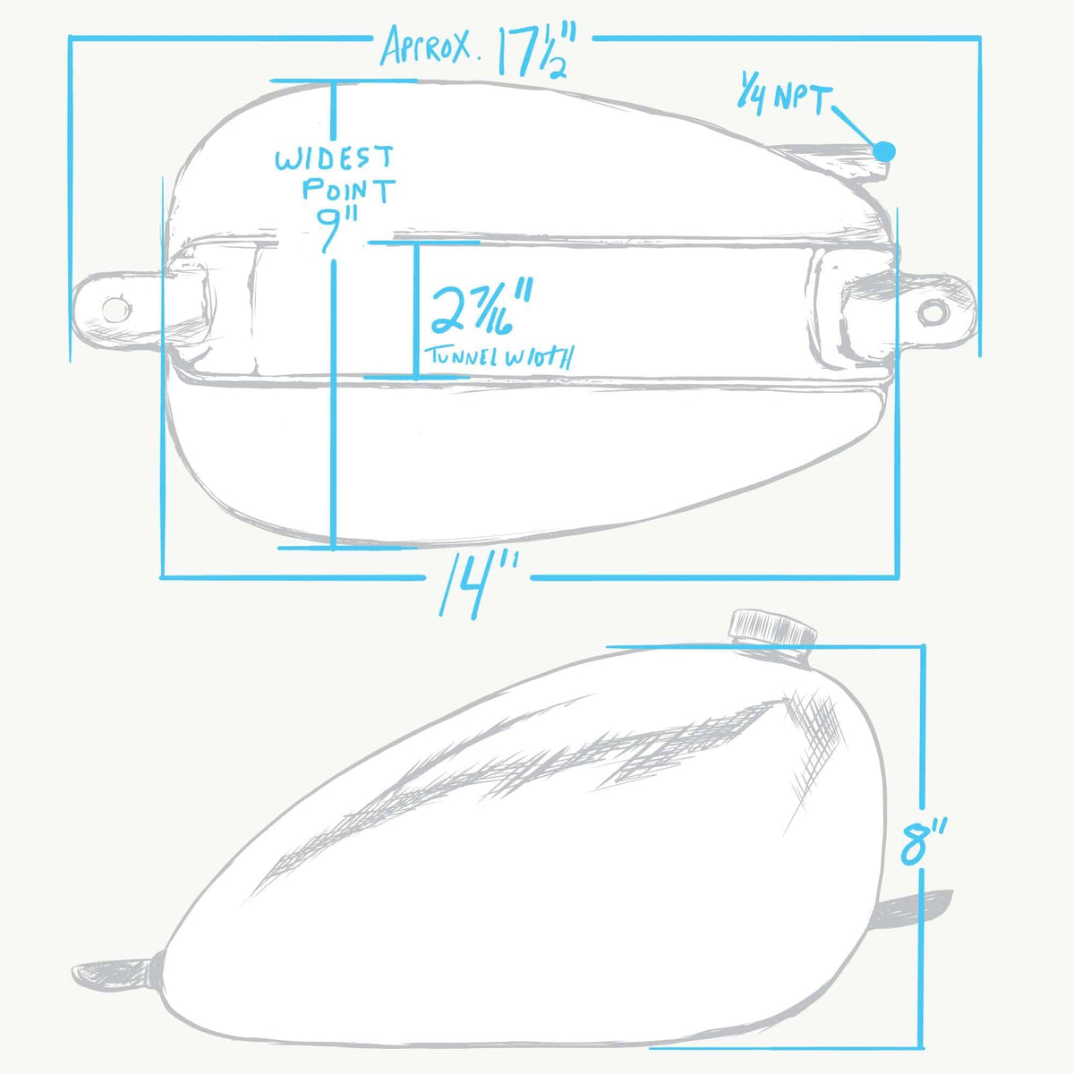 King P-Nut Frisco Gas Tank - 2.4 Gallon for 1986-2003 Harley Sportster ...