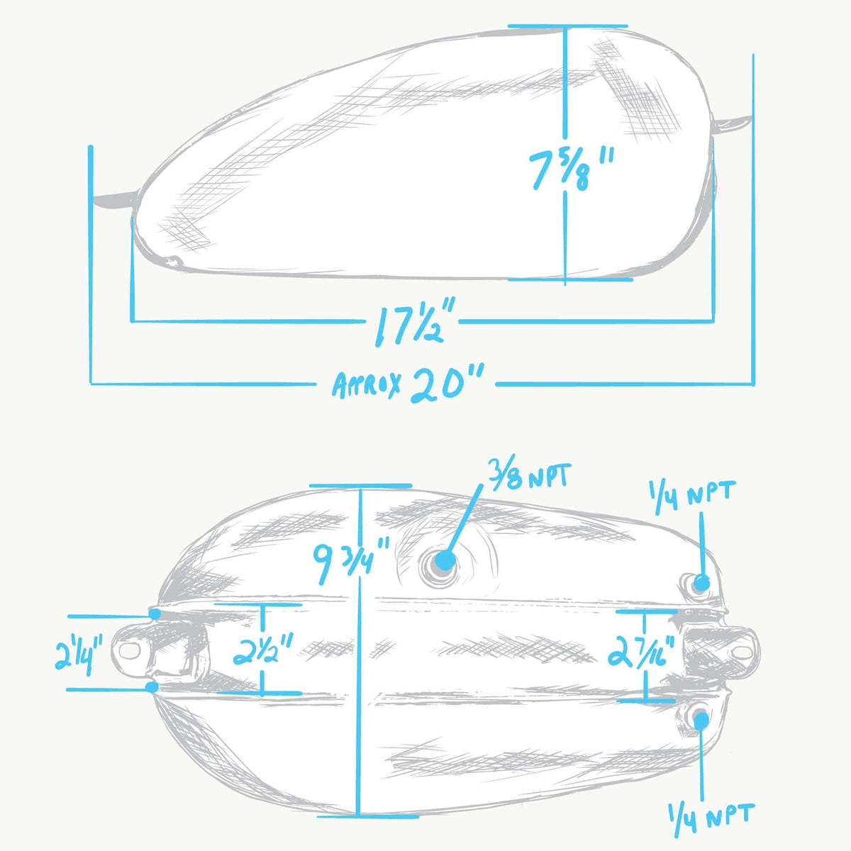 Lowbrow Customs Super Banana Gas Tank - Mid Tunnel - 2.6 Gallon