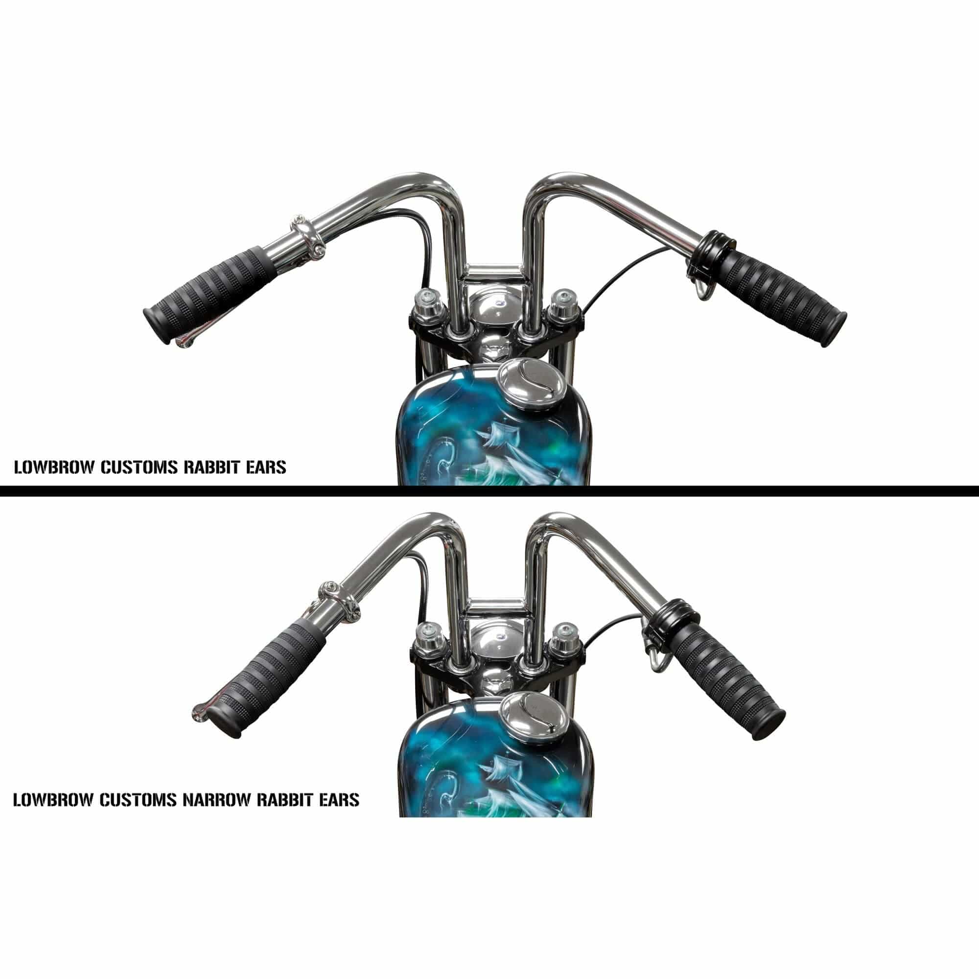 Lowbrow Customs Narrow Rabbit Ears Handlebars - 1 inch - Chrome