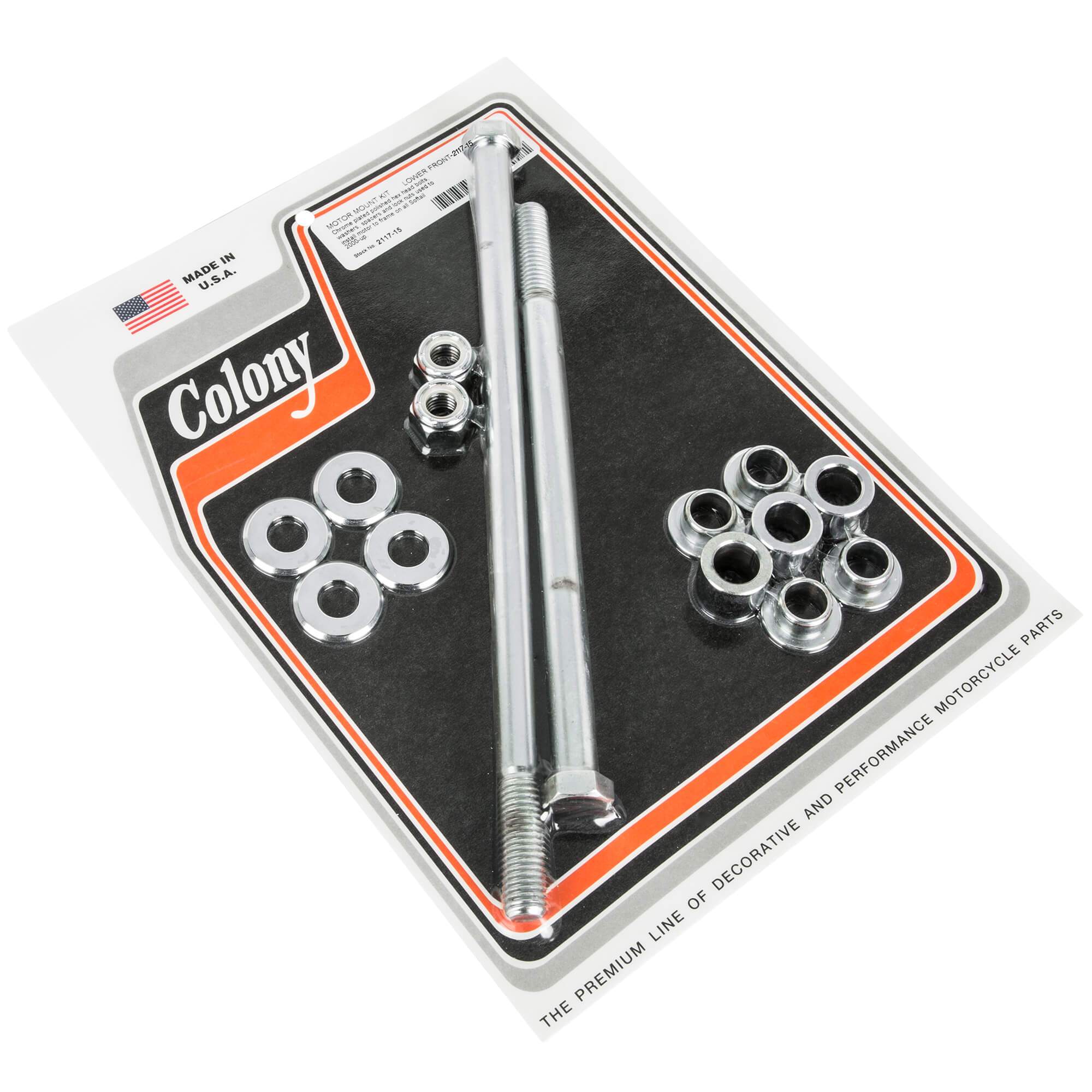 Colony Machine #2117-15 Motor Mount Kit Smooth Hex Bolts 2000-Up Harley ...