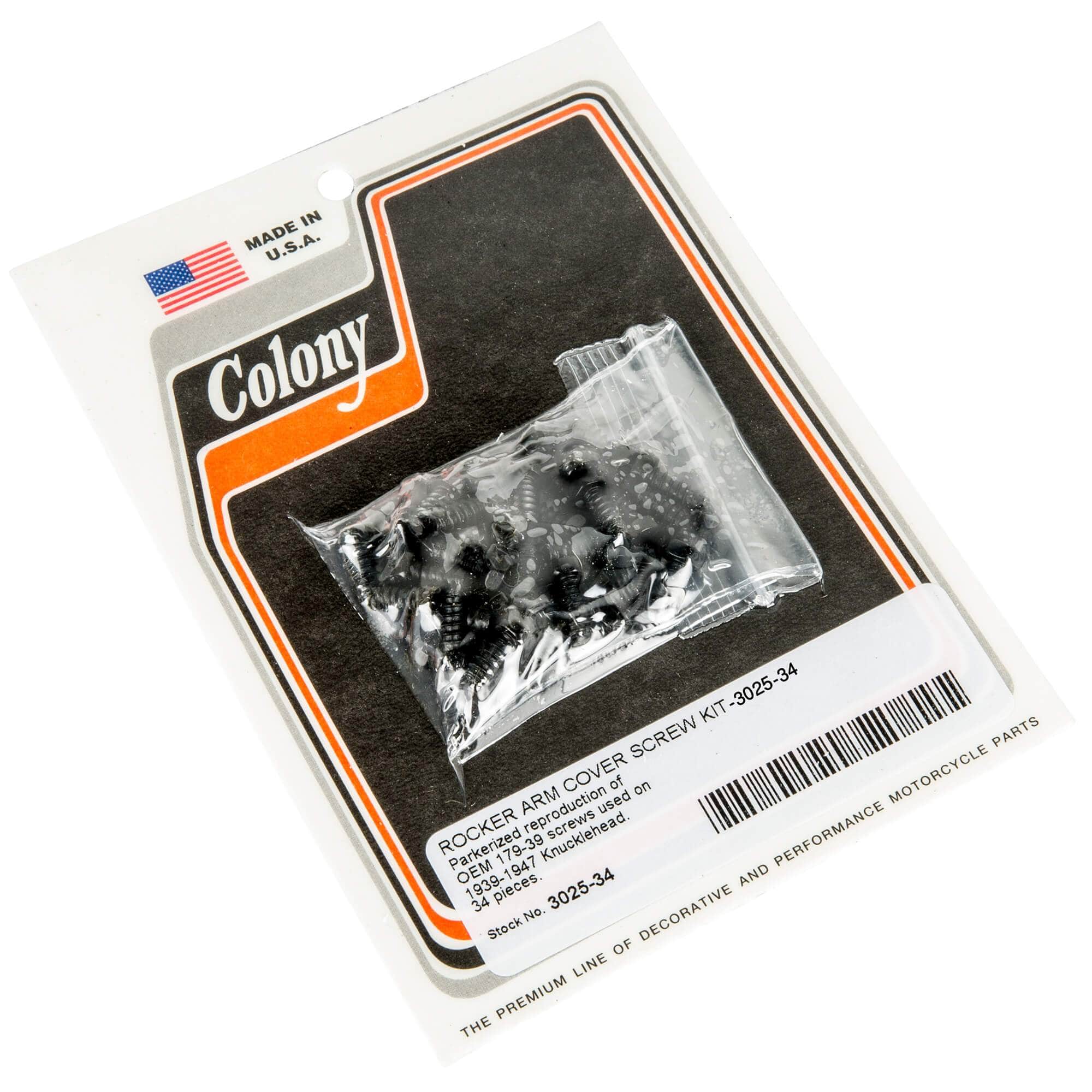 Colony Machine #3025-34 Rocker Arm Cover Screw Kit 1939-1947 Harley ...