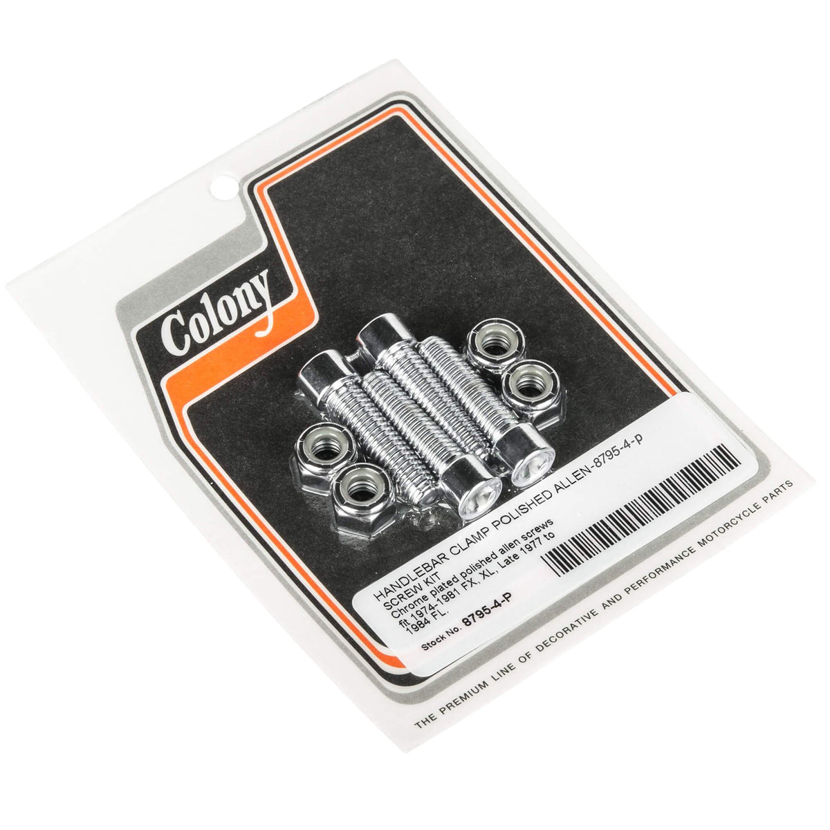 Colony Machine #8795-4-P Handlebar Clamp Smooth Allen Screw Kit 1974 ...