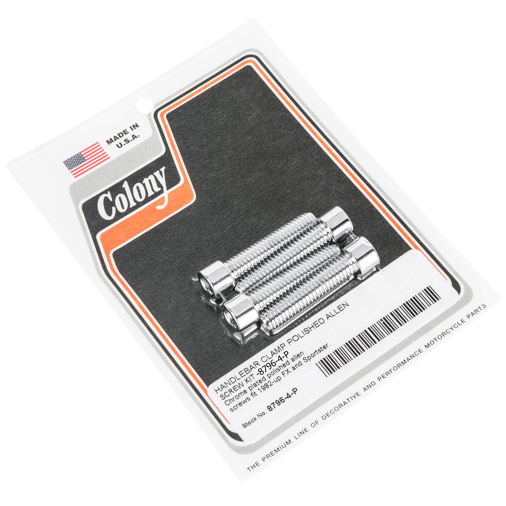 Colony Machine #8796-4-P Handlebar Clamp Smooth Allen Screw Kit 1982-Up ...