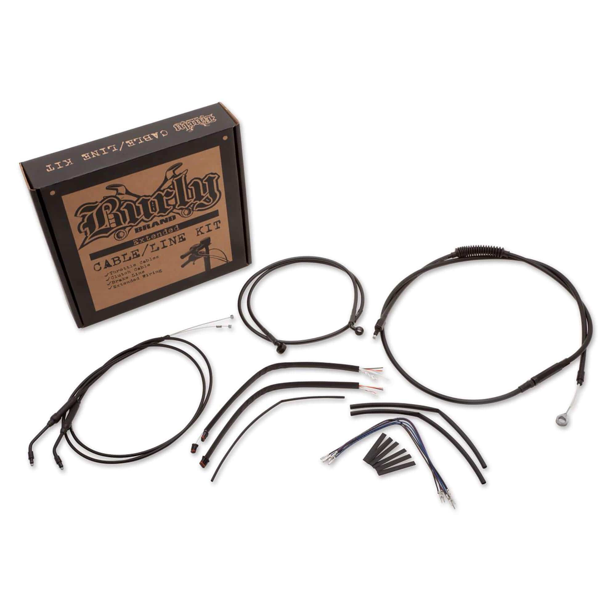 Burly Brand Complete Handlebar Cable/Brake Line Kit for 12" Ape Hanger ...