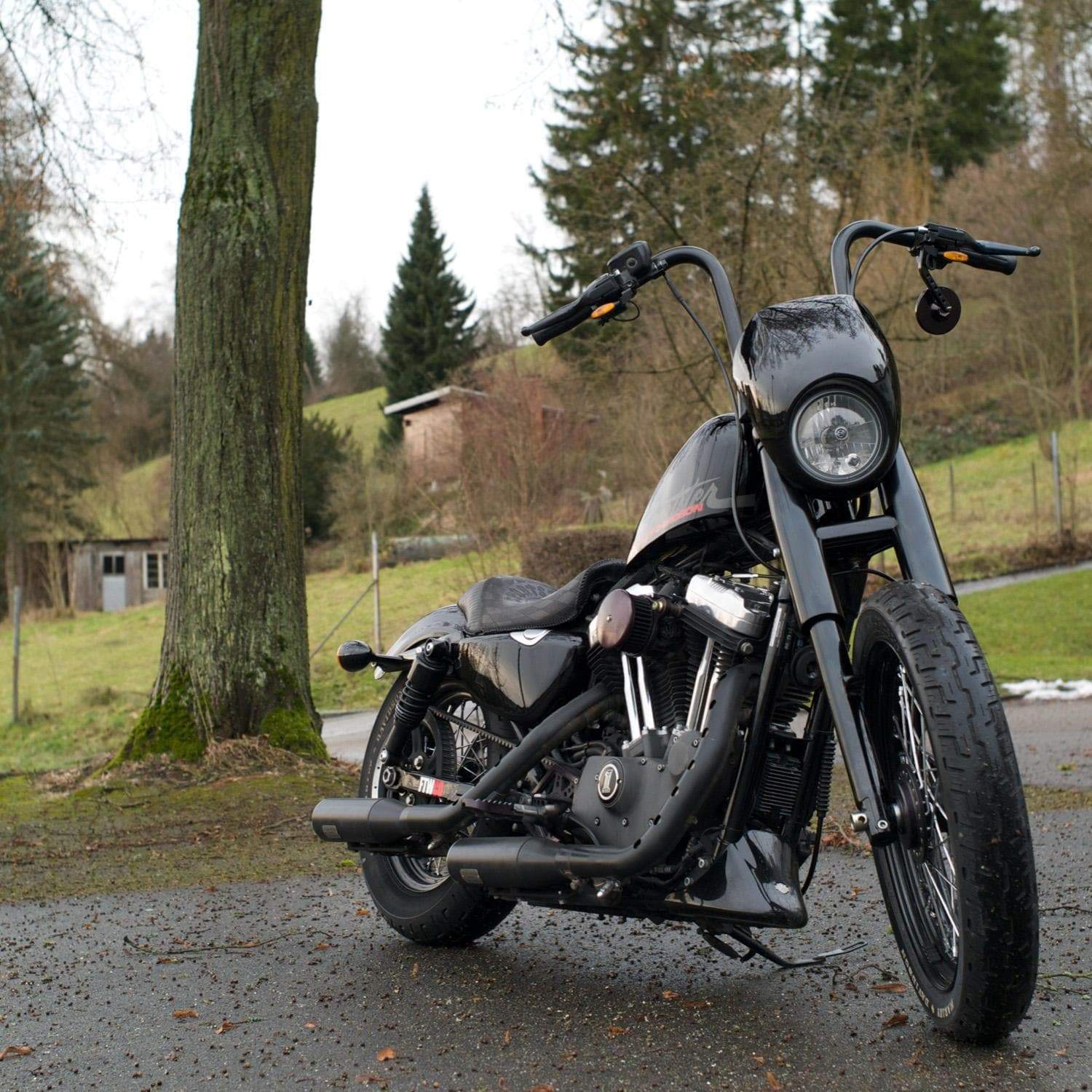 Lowbrow Customs 39mm Fork Shrouds - Raw Steel - Harley-Davidson Sportsters