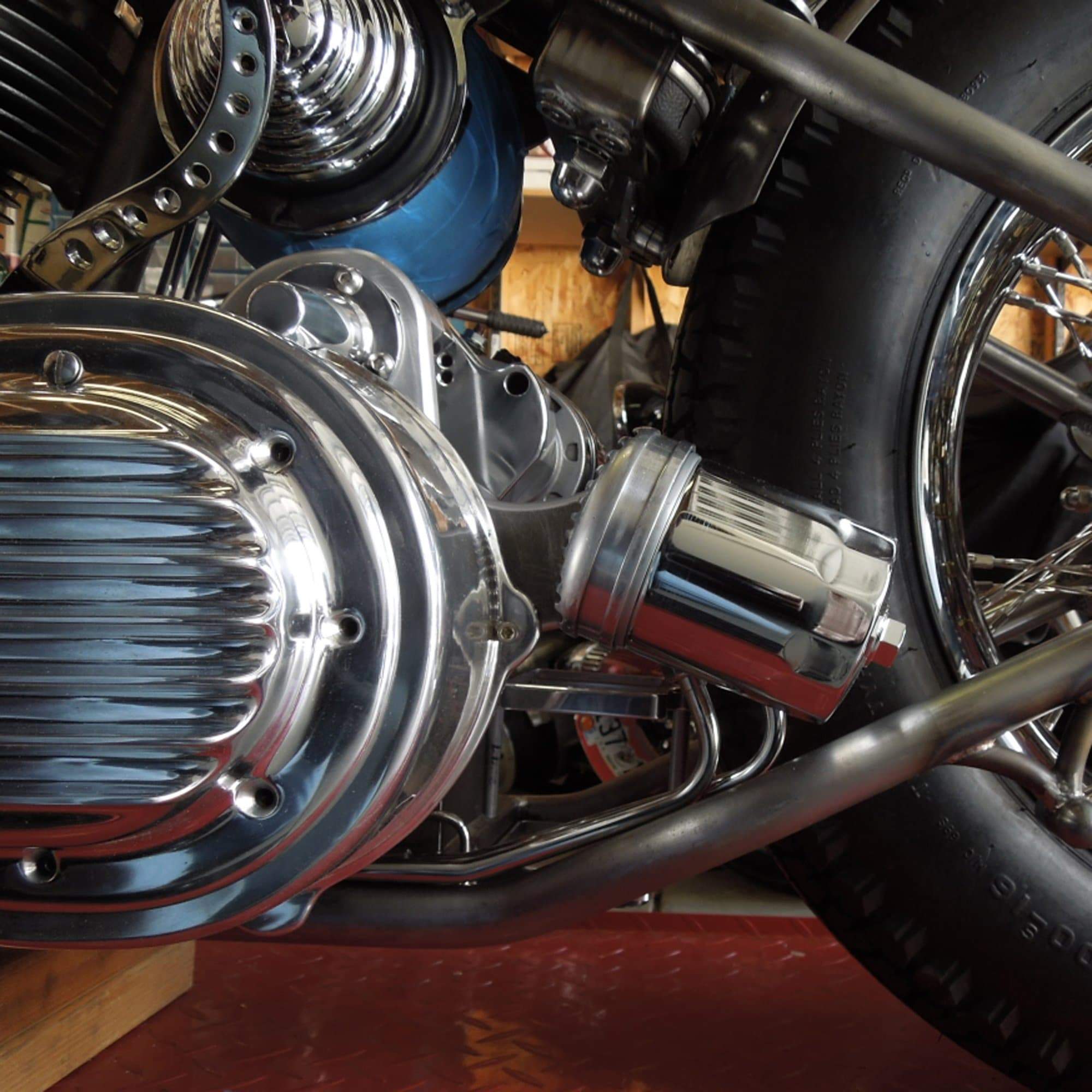 Lowbrow Customs FiltroMax Universal Remote Oil Filter Mount - Polished